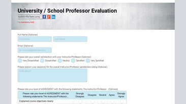 Education templates | Survey | University School Professor Evaluation form