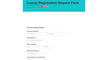 Education templates | Signup Form | Course Registration Request Form