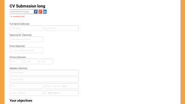 Human Resources templates | Application Form | Submit CV Submission Form