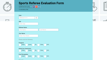 Sports templates | Survey | Sports Referee Evaluation Form