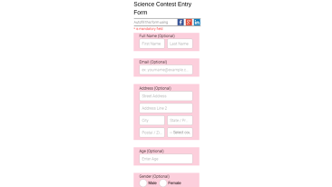 Education templates | Contest Form | Science Contest Entry Online Form