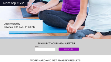 Health and Lifestyle templates | Signup Form | Non Stop Gym Sign Up form