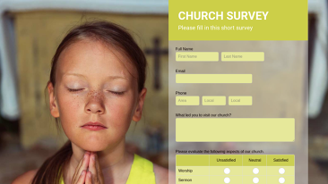 Non Profit templates | Survey | Church Survey form